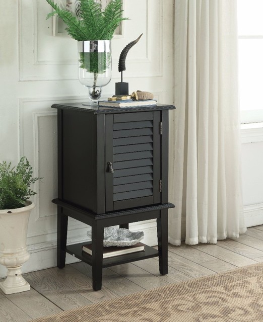 Fashionable Side Table With 1 Drawer and Door, Black - Transitional ...
