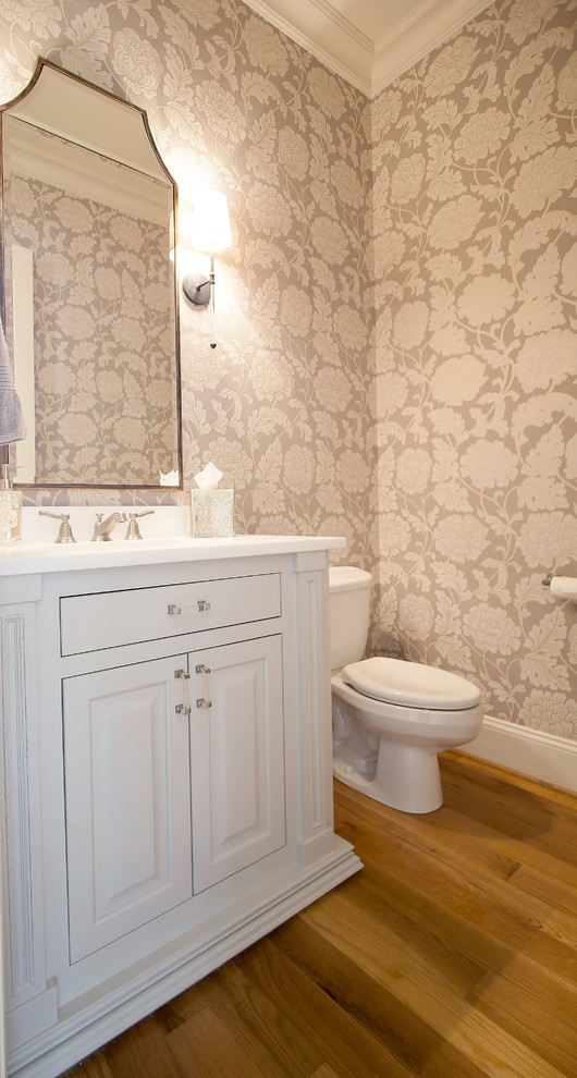 White and Elegant Powder Room - Transitional - Powder Room - Charlotte ...