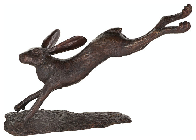 Leaping Hare Bronze Statue - Contemporary - Garden Statues And Yard Art ...