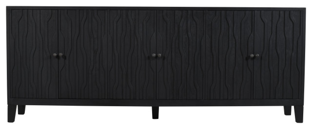 Orchard 6-Door Sideboard, Transitional Graphite Black, Reclaimed Solid ...