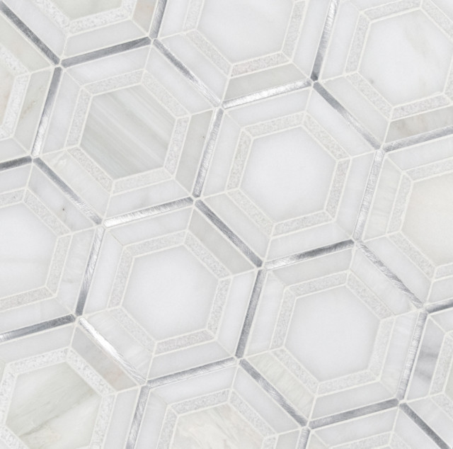 Medici Silver Pattern Stone Metal Mosaic - Contemporary - Mosaic Tile ...