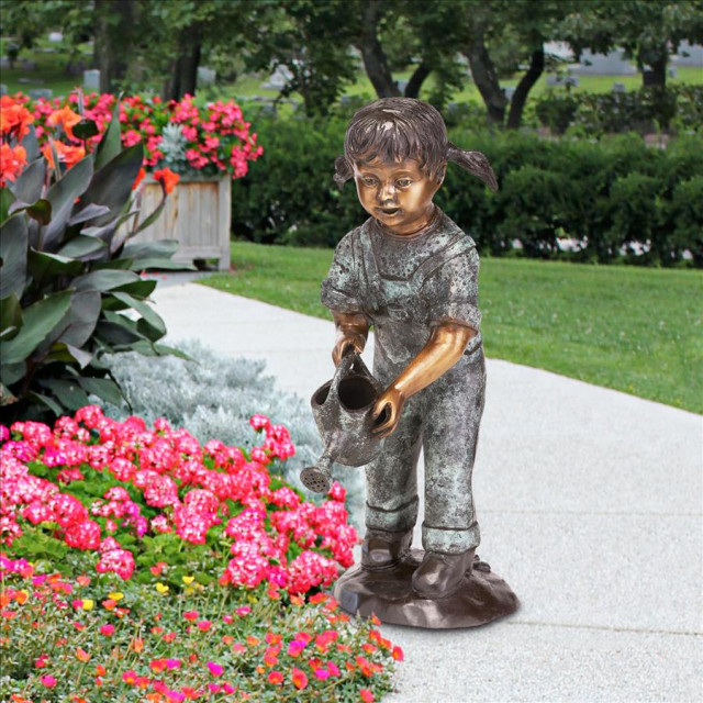 Design Toscano Watering Can Caitlyn Bronze Statue - Contemporary ...