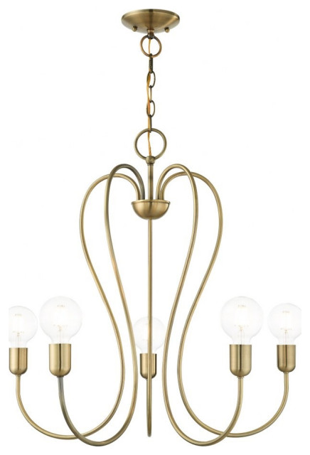 Transitional Five Light Chandelier-Antique Brass Finish - Chandelier ...