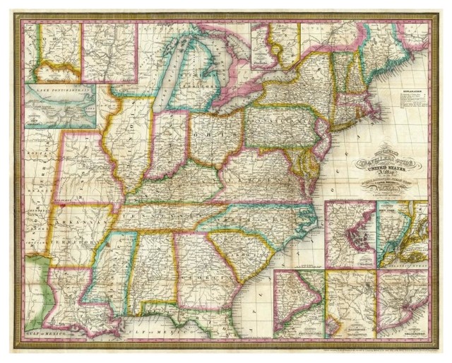 "Mitchell's Travellers Guide Through The United States, 1832" Paper Art ...