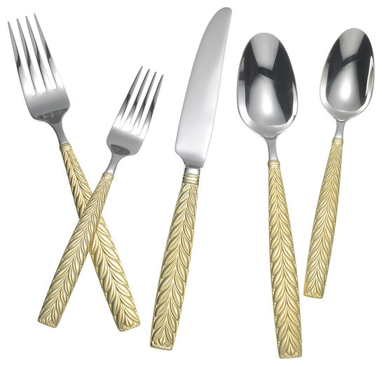 Yamazaki Feather Gold 5-Piece Place Setting - Transitional - Flatware ...