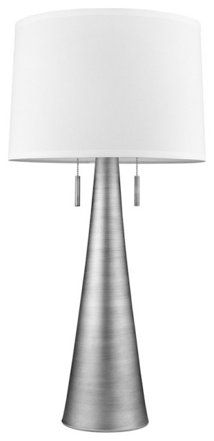 Acclaim Muse 2 Light Table Lamp, Pewter/Off-White Shantung ...