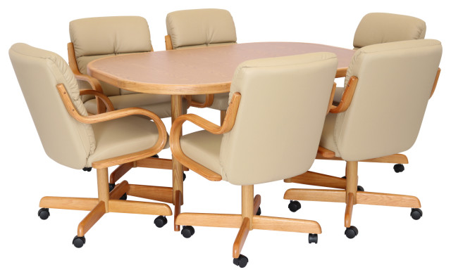7-Piece 42x[42/60] Caster Dining Set Laminate Table Top & Desert Caster ...