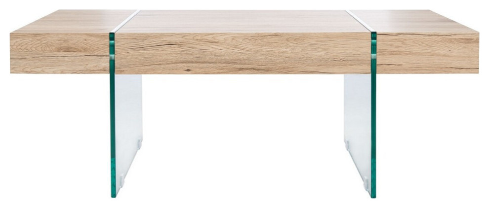 Caleb Rectangular Glass Leg Modern Coffee Table, Natural - Contemporary ...