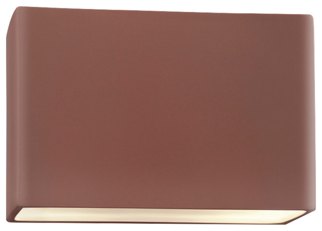 Really Big Wide Rectangle Outdoor Wall Sconce, Closed, 16", Canyon Clay ...