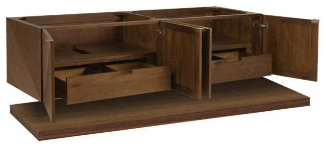 72" Chestnut Floating Double Bathroom Vanity Silestone Quartz, James ...