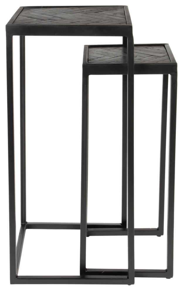 Wooden Chevron Side Tables (2) | DF Parker - Industrial - Coffee Table ...