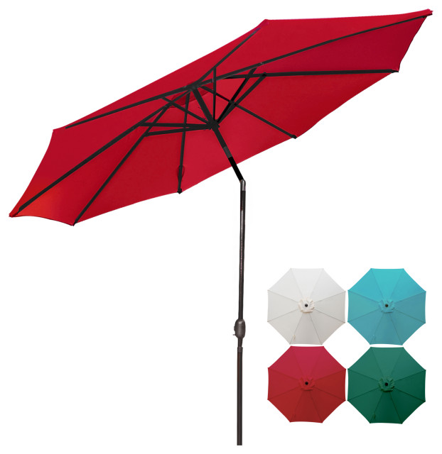 10' Outdoor Patio Umbrella 8 Ribs With Push-Button Tilt Crank - Contemporary - Outdoor Umbrellas ...
