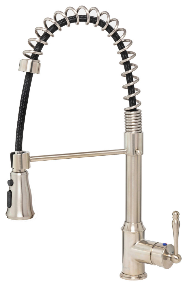 Spring Neck Kitchen Faucet, Pull Down Kitchen Sink Faucets, Brushed ...