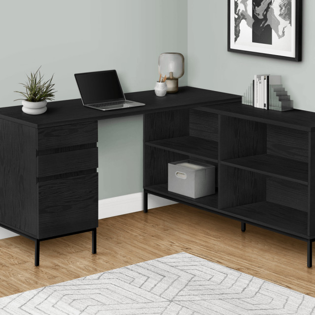 60" Black L Shape Computer Desk - Industrial - Desks And Hutches - by ...