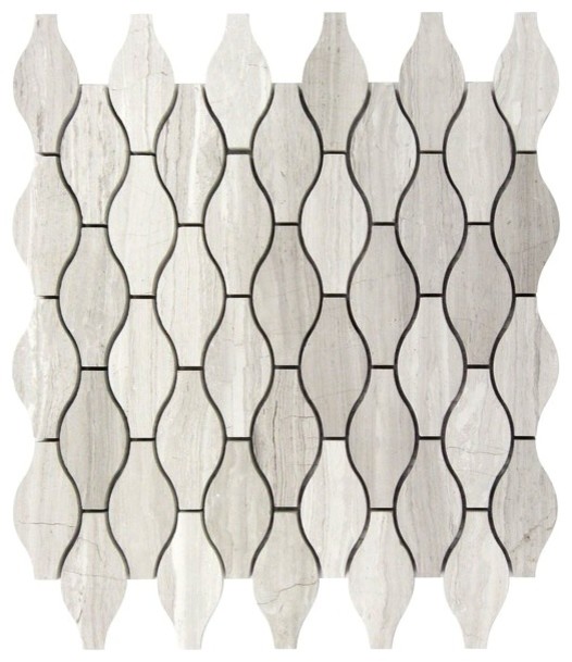 White Oak Tear Drop Marble Mosaic Tile, 12"x12", Set of 30 ...