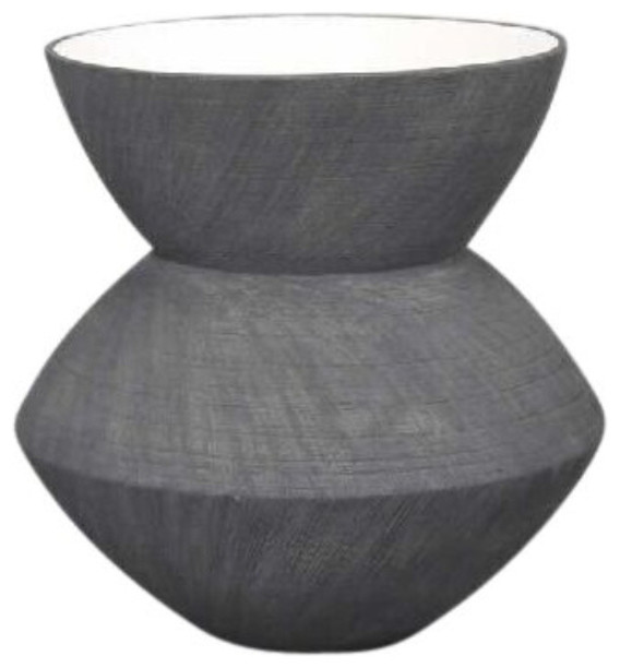 Enchanting Ceramic Angular Scratch Vase, Dark Gray - Transitional ...