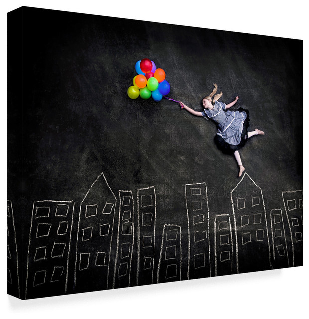Nj Sabs 'Flying On The Rooftops' Canvas Art, 24"x18" - Contemporary ...