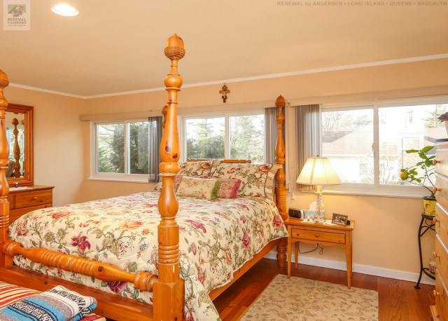 New Sliding Windows in Pretty Master Bedroom - Renewal by Andersen Long ...