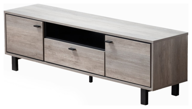 Apollo Gray Oak Finish TV Stand With Storage, Cable Management and ...