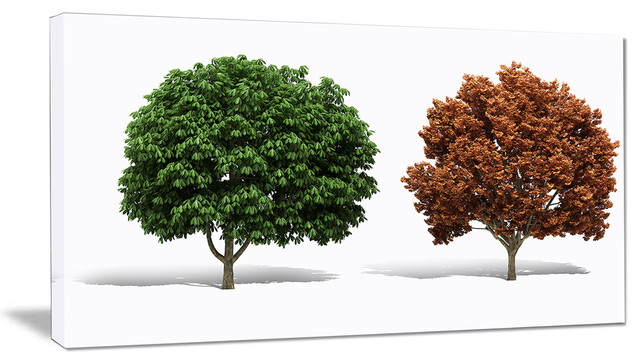 Green and Red 3D Fractal Trees, Abstract Wall Art Canvas, 40"x20"x1 ...