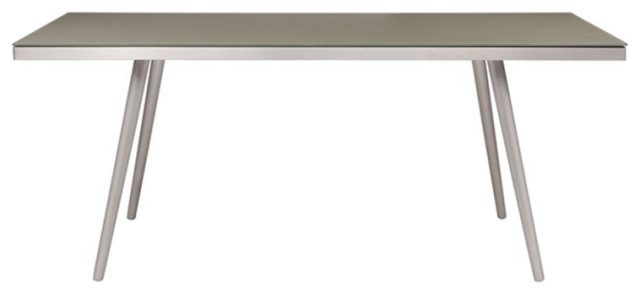 Pangea Home Chelsea 30" Modern Aluminum Dining Table in Slate Gray ...