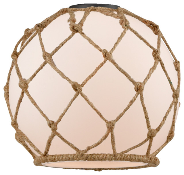 Farmhouse Rope Glass White Glass with Brown Rope - Beach Style ...