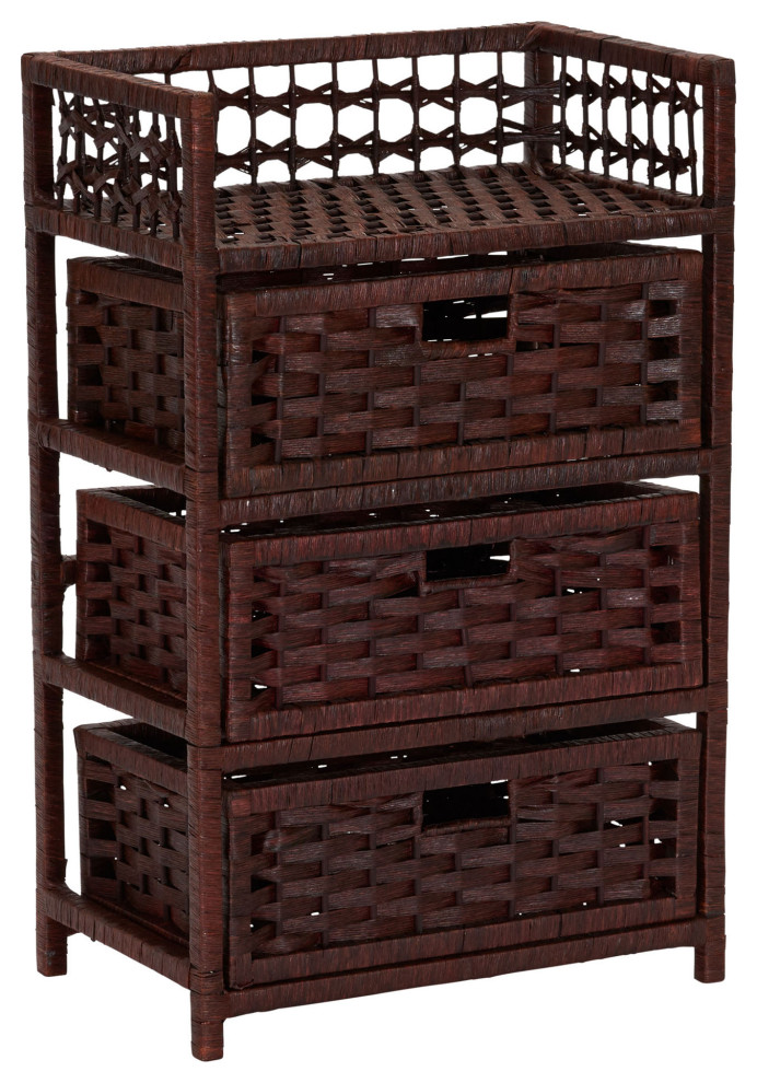 Woven 3 Drawer Chest With Cutout Handles - Beach Style - Accent Chests ...