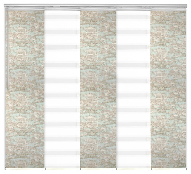 Blanched White-Florentina 5-Panel Track Extendable Vertical Blinds 58 ...
