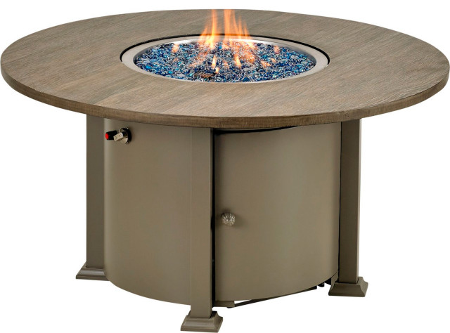 Rome Platinum 48" Round Aged Driftwood Fire Table With Burner ...