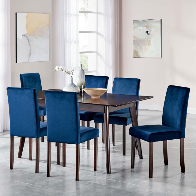 Side Dining Chair and Table Set, Velvet, Drak Brown Green, Modern, Cafe ...