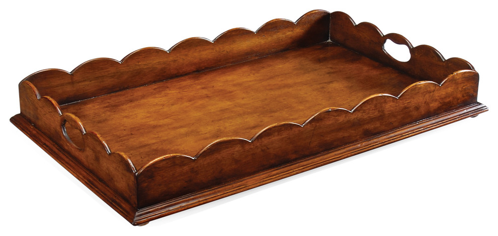 Scalloped Edge Walnut Tray - Serving Trays - by HedgeApple