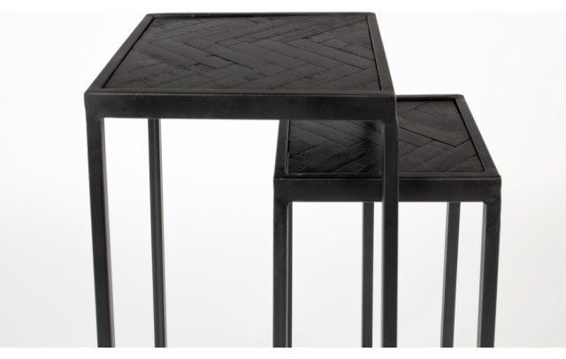 Wooden Chevron Side Tables (2) | DF Parker - Industrial - Coffee Table ...