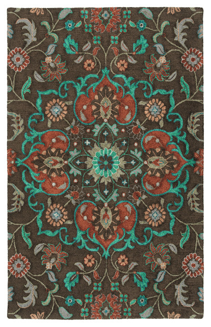 Kaleen Zocalo Collection Dark Chocolate Area Rug 9'x12' - Traditional ...