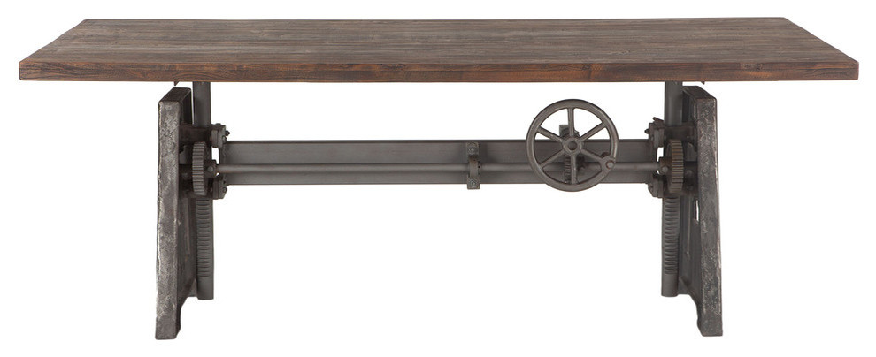 Artezia 84-Inch Reclaimed Teak Wood Dining Table with Adjustable Crank ...