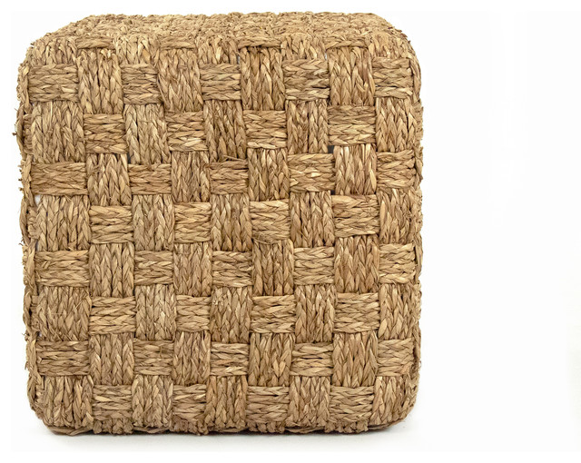 Checkered Cube Woven Pouf - Beach Style - Floor Pillows And Poufs - by Zentique, Inc. | Houzz