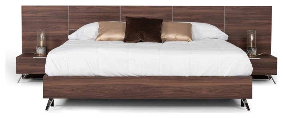 Grace Ruth Italian Modern Walnut Bed, King - Midcentury - Platform Beds ...