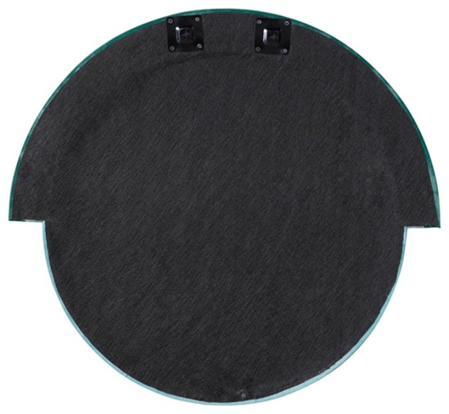TOV Furniture Lally Round Velvet & Glass Wall Mirror in Aqua Blue ...