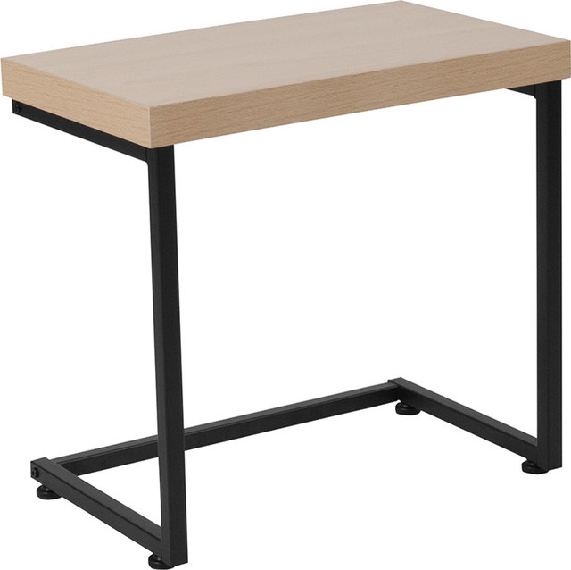 Hyde Square Collection Beech Wood Grain Side Table With Black Metal ...