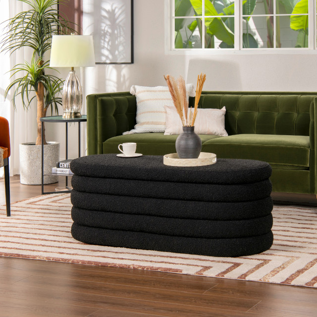 Fuji 49" Upholstered Oval Storage Bench - Contemporary - Accent And ...