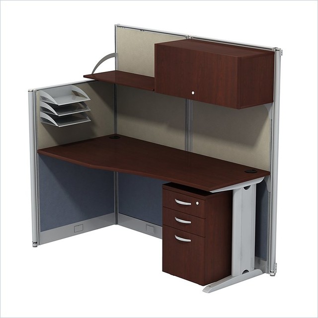 Office in an Hour Cubicle Desk with Storage in Hansen Cherry ...