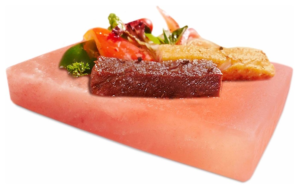 WBM Natural Rock Salt Cooking Plate, 4"x 8"x2" Crystal Salt Plate ...