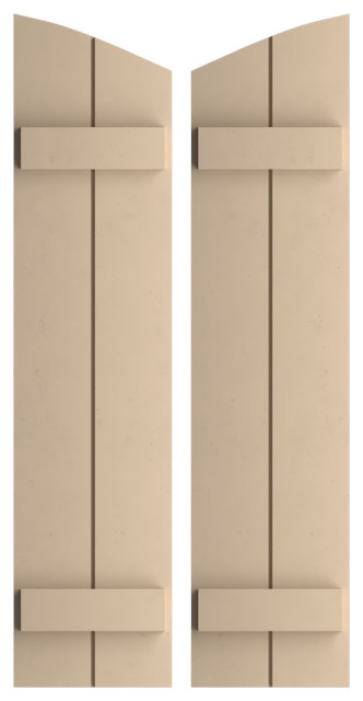 11"Wx24"H Hand Hewn Joined BnB Elliptical Top Faux Wood Shutters, 11"W ...