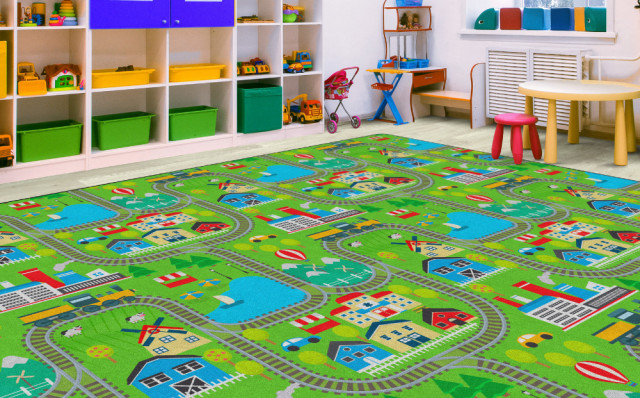 Flagship Carpets VA493-58A 10'6"X13'2" Train Ride Educational Rug ...