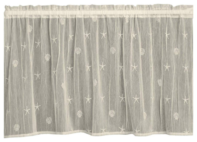 Heritage Lace Sand Shell 45x24 Tier, 45" wide x 24" drop - Beach Style ...