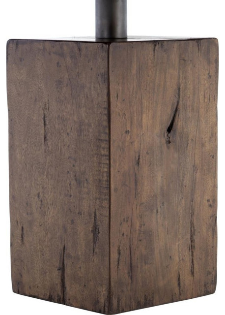 Rustic Industrial Wood Block Pedestal Metal Bistro Table 42", 42"x42 ...