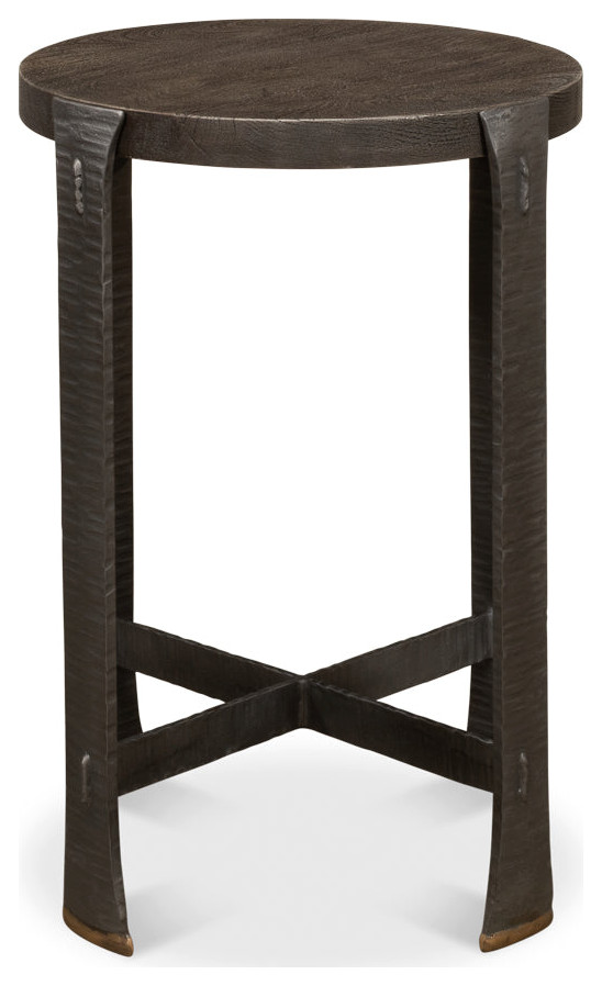 Forged Slats Side Table Gray Moleskin Finish - Rustic - Side Tables And ...