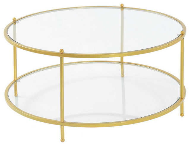 Royal Crest 2 Tier Round Glass Coffee Table - Contemporary - Coffee ...
