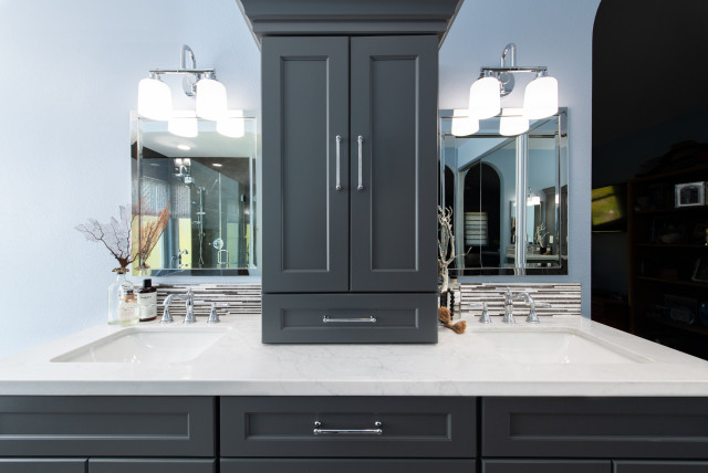 Gorgeous Tall Vanity with Dual Sinks - Transitional - Bathroom - Orange ...