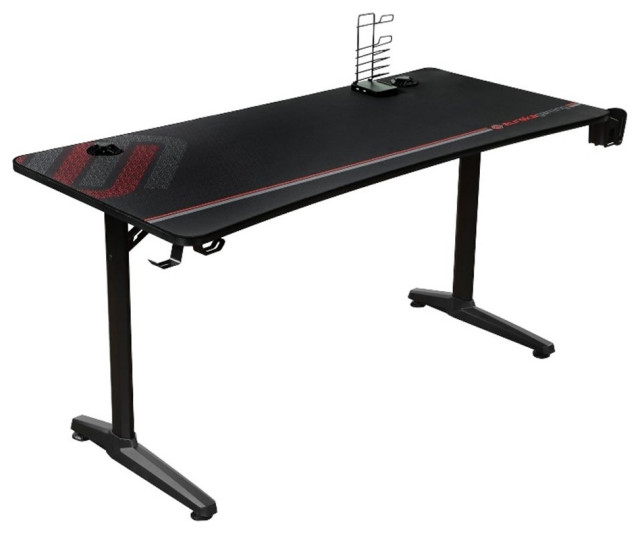 Coaster Tarnov Rectangular Metal Gaming Desk with USB Ports in Black ...