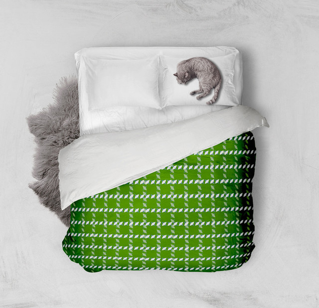 Green Check Duvet Cover, Full - Contemporary - Duvet Covers And Duvet ...